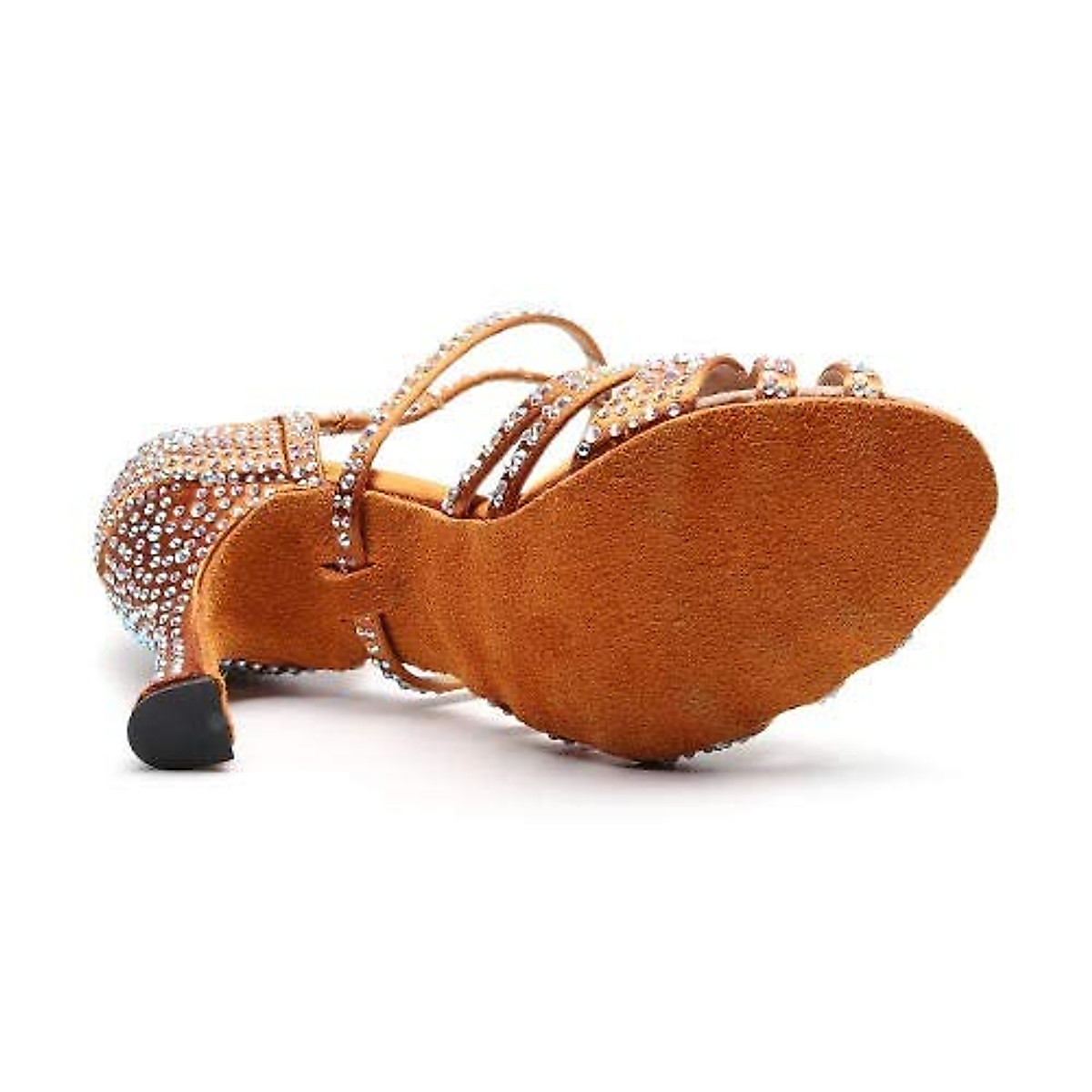 Heeled Sandals for Women Social Dance Shoes,Latin Dance Shoes, Women's Peep Toe Cross Strap Rhinestones Latin Tango Ballroom Modern Dance Shoes Wedding Social Party Sandals