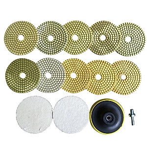 Diamond Polishing Pads 4 Inch 10 Packs 3/8"-11 Backer Pad Granite Polishing Kit Marble Polishing Kit Diamond Sanding Pads Granite Polishing Pads Concrete Polishing Pads Tile Polishing Pads For Grinder