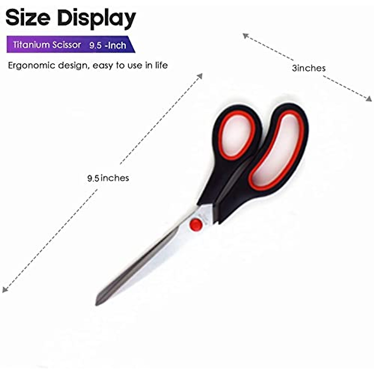 Two sets of scissors Sewing fabric scissors 9.5 "soft comfortable handle Sharp titanium coating forged stainless steel scissors Multi purpose tailor paper cutting color office scissors