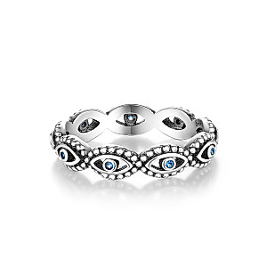 NARMO Evil Eye Rings for Women 925 Sterling Silver Ring Stackable Finger Ring Turkish Blue Eye Lucky Jewelry Gifts (8)