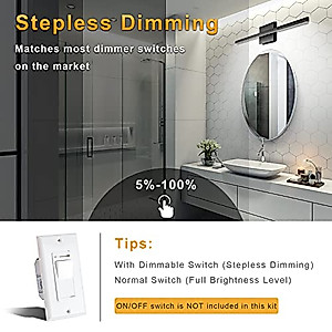 NIORSUN 23.62 inch Modern Bathroom Vanity Light Dimmable 5CCT 980LM 14W LED Bathroom Lights Over Mirror Black Wall Lighting Fixtures for Bathroom Bedroom Living Room Cabinet- ETL Certified