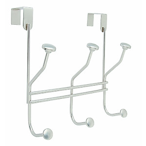 Amerock | Over-The-Door Hook Rack | 3 Double Prong Hooks | Silver | 9-3/4 inch (248 mm) Length