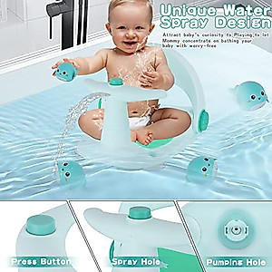 REIKTLUD Baby Bath Seat,Infant Baby Bath Tubs Seat, Baby Bathtub Seat for Sit-Up 6 to 18 Months,Baby Bath Shower Chair with Adjustable Backrest Support,Non-Slip Soft Mat,Secure Suction Cups (Blue)