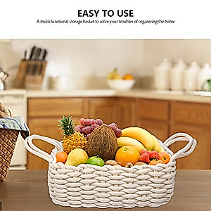 Veemoon Storage Bins Storage Bins Sundries Container Basket Woven Cotton Rope cotton woven basket cotton thread basket woven storage basket Storage Basket, Cotton Small Basket Baskets