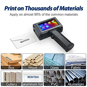 BENTSAI BT-HH6105B2 Handheld Inkjet Printer with 4.3 Inch HD LED Touch Screen Portable Handheld Printer for Label, Logo, Date, Code Text Number on Carton Wood Cloth Stone Pipe Plastic