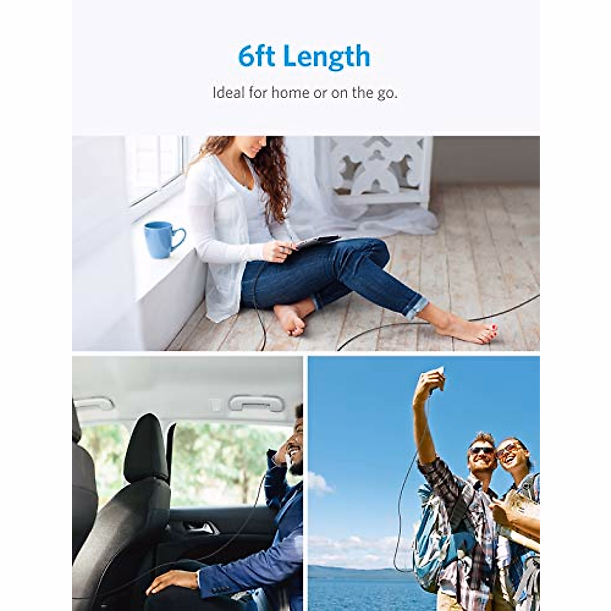 USB Type C Cable, Anker [2-Pack 6ft] Powerline+ USB-C to USB-A, Double-Braided Nylon Fast Charging Cable, for Samsung Galaxy S10/ S9 / S9+ / S8 / S8+ , iPad Pro 2018, MacBook and More(Gray)