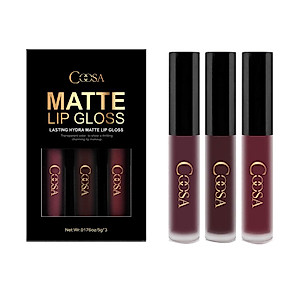 COOSA 3PCS of 3 Colors Madly MATTE Lipstick Non-stick Cup Waterproof Lipgloss-Set A