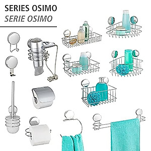 WENKO Static-Loc Plus Wall Osimo Bathroom Shelf No Drilling Required, Alloy Steel (PET) ABS Plastic, Chrome, 24 x 13 x 13,5 cm