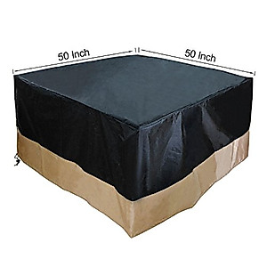 Stanbroil 50-Inch Fire Pit Cover - 600D Heavy Duty Patio Square Cover for Outdoor Fire Pit Table, Fire Bowl, Patio Furniture - Waterproof