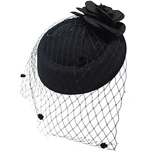 Ro Rox Fascinator Hat | Vintage Hats for Weddings | Vintage, Tea Party & Church Hat | Women's Hair Accessories Black