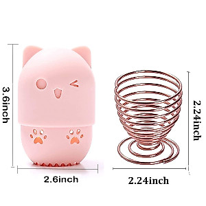 Makeup Sponge Holder, Beauty Sponge Holder + Makeup Blender Travel Case Beauty Sponge Blender Drying Stand & Storage Containers - Pink + Gold