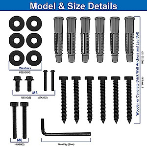 FORGING MOUNT Universal Wall Mounting Hardware Kits Screws Includes M5 M6 Screws, Washers, Allen Key, Lag Bolts and Concrete Wall Anchors, Compatible for Most Flat/Curved TV/Monitor Mount