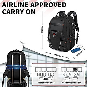 PS Le Periple Laptop Backpack For Men,Extra Large 17.3 inch Computer Backpack,Water-Repellent College Daypack Business Backpack with Anti-Theft Pockets & USB Port for Men/Women-Black