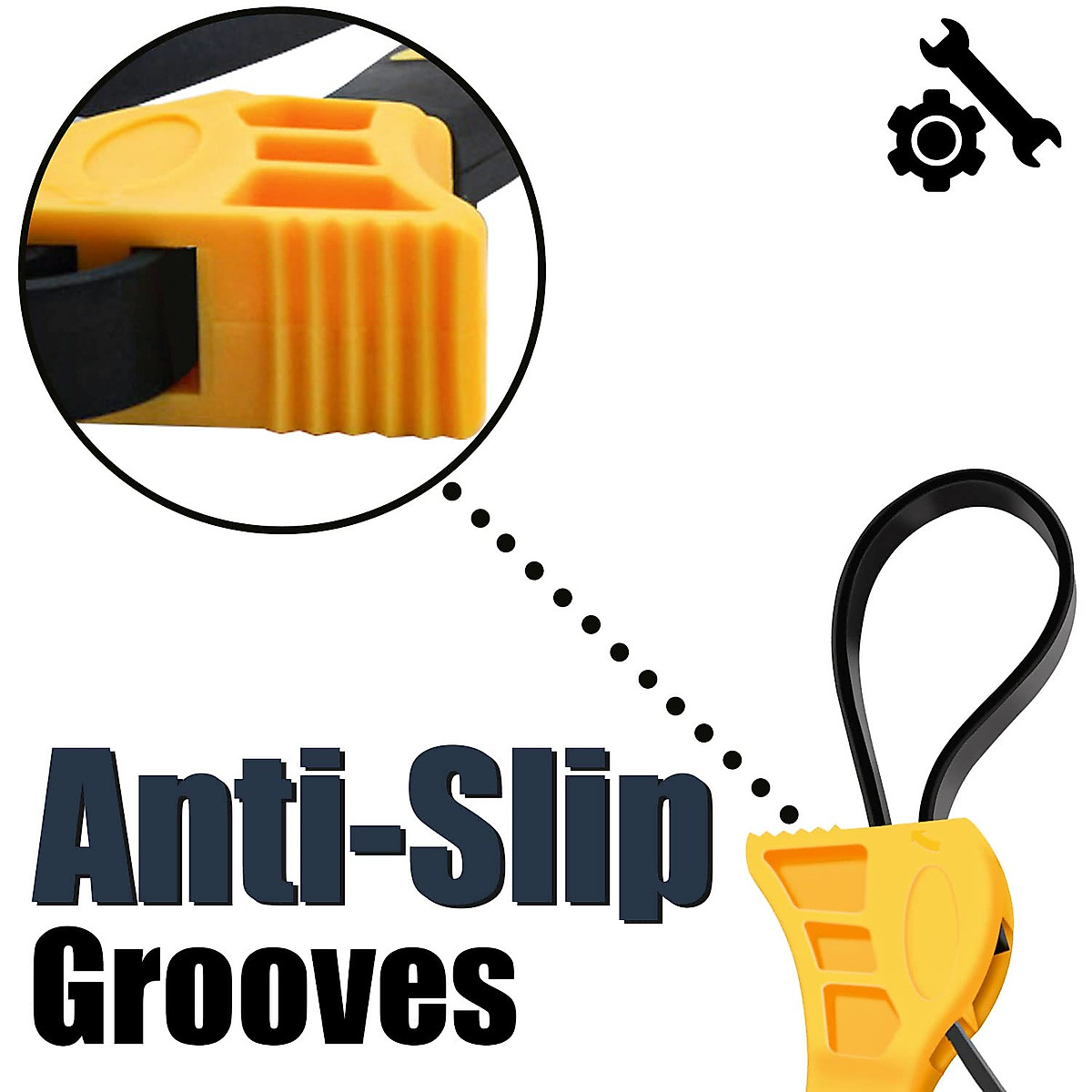 ROADGIVE 2 Piece Rubber Strap Adjustable Wrench Oil filter wrench Silicone Belt Jar Opener Wrench for Mechanics Plumbers Home Kitchen Use (Yellow)