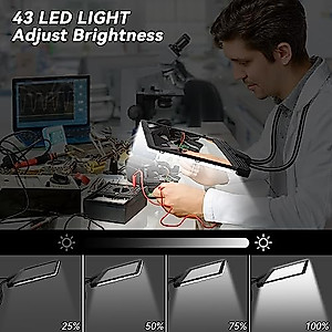 NZQXJXZ 5X Rechargeable Hands Free Magnifying Glass Flexible Gooseneck Full Book Page Magnifier for Reading 43 Ultra-Bright LED Light for Neck Wear Repair Sewing Low Eyesight Seniors