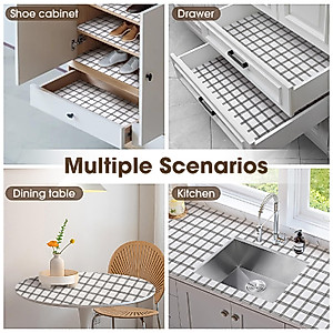 ALIUNI Drawer and Shelf Liner, Non-Slip Kitchen Cabinet Liners Non-Adhesive Thick Strong Grip Waterproof Washable Mats Protect Dresser Shelves Cupboard Bathroom Cabinets, White Stripes, 12 in X 10 FT