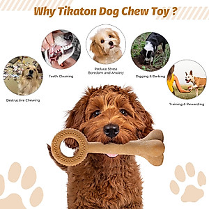 Tikaton Dog Chew Toy, Durable Textured Teething Ring Toy Made of Wood Plastic Composites, Tough Chewer Toys for Medium and Large Breed