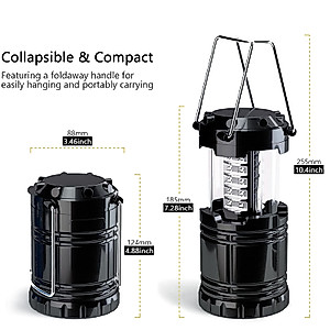 Camping Lantern, 4 Pack Brightness Adjustable LED Camping Lights, Collapsible IPX4 Waterproof Survival Lanterns for Power Outages, Home Emergency, Camping, Hiking, Hurricane
