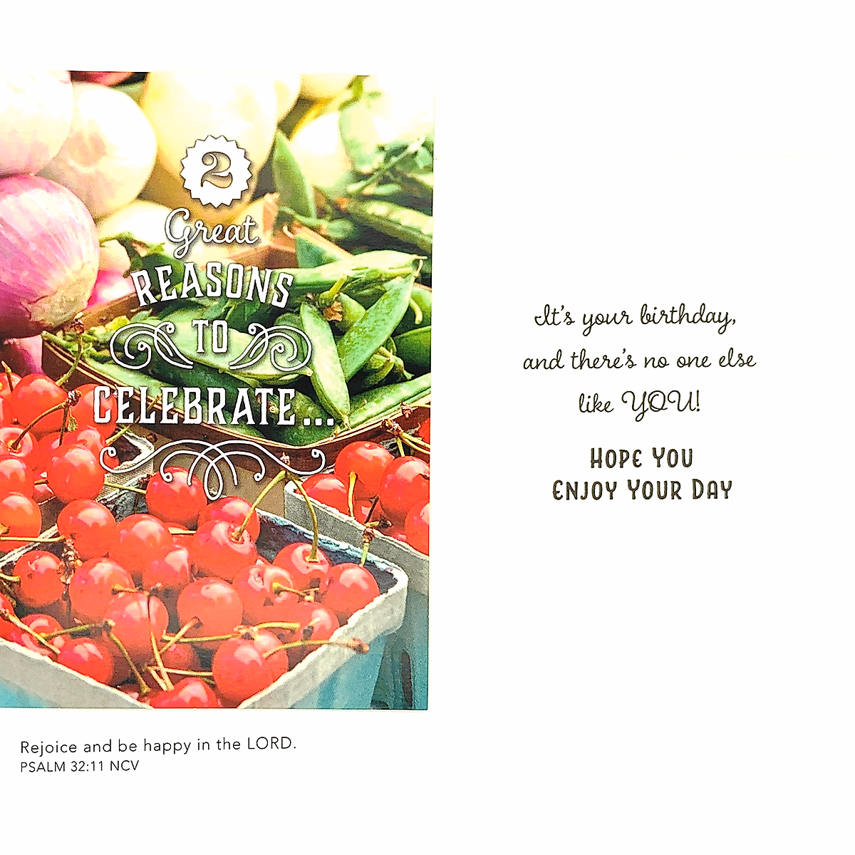 DaySpring - Happy Birthday - Farmers Market - 4 Design Assortment with Scripture - 12 Boxed Birthday Cards & Envelopes, NCV (J0382)