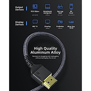 Maxonar 8K HDMI Cables 10FT, [Certified] Ultra High Speed HDMI 2.1 Cable, 8K60Hz 4K120Hz 144Hz, 48Gbps HDCP 2.2&2.3 eARC Dynamic HDR Dolby for PS5, Xbox Series X, Apple TV 4K, Roku/Samsung/Sony TV