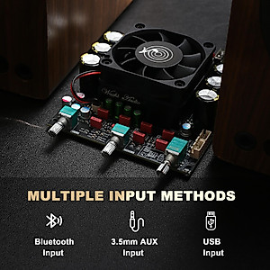 ZK-3002T 300W+300W Bluetooth Digital Amplifier Board TPA3255 Chip 2.0 Channel with Treble and Bass Adjustment (ZK-3002T)