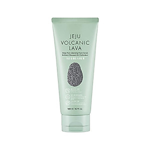 The Face Shop Jeju Volcanic Lava Deep Pore Cleansing Foam Scrub - Absorbs Sebum Pore Cleanser - Pore Control Exfoliating Face Wash Face Scrub - Blackhead Removal - Korean Skin Care Face Exfoliator