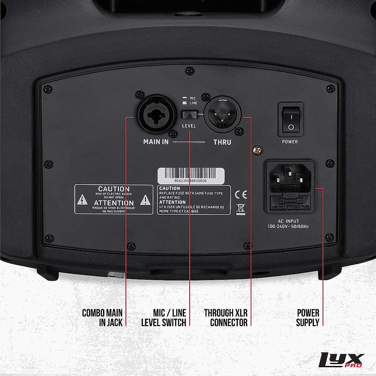 LyxPro SPA-5.5 Small PA Speaker Monitor Class-D Amplifier 3 Channel Mixer 3 Band EQ, Powerful Compact Active Speaker System amp with Mixer 48V Phantom Power