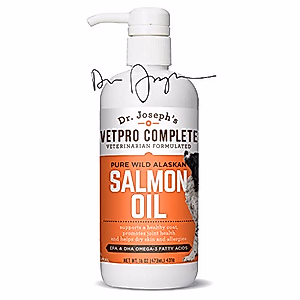 100% Pure Wild Alaskan Salmon Oil for Dog & Cat Food - Large 16 oz - Omega 3 & 6 Liquid Fish Oil Supplement - Supports Healthy Coat & Joints - Helps Dry Skin & Allergies