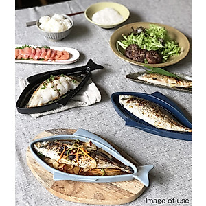 Saji Pottery 10-814 Banko Ware Grill Plate, Bakeware Dish, Oven Safe, Approx. 11.0 x 6.3 inches (28 x 16 cm), Fish Griller, Dark Blue, Made in Japan