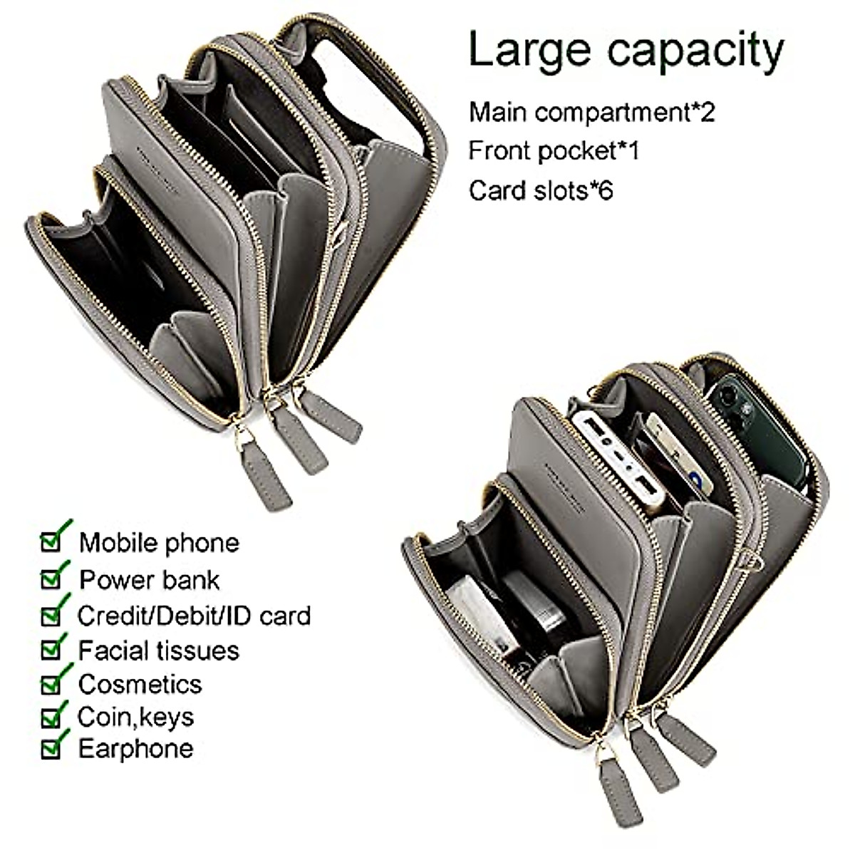 SENLANY Cell Phone Purse Small Crossbody Bag for Women Touchscreen Purse with Cards Slots Phone Purses with Shoulder Strap Green