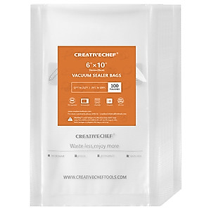 100 Pint 6 x 10 Inch Vacuum Sealer Bags, Great for Food Saver, Sous Vide,Vac Seal Freezer Bags, Vacuum Storage, Seal a Meal, BPA Free, Heavy Duty Sous Vide Vac Seal