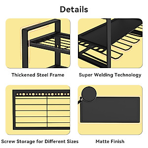 jsyonii Power Tool Organizer,8 Drill Holder Wall Mount,4 Layers Wall Mount Garage Organizers,Floating Cordless Metal Heavy Duty Tool Organizers Utility Rack with Screwdriver Pliers Hammer Holder