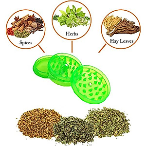 ALOGOLD 6 PACK,2.3 inch Plastic Herb Grinder,Spices Grinder Crusher Kit With Storage,Portable Disposable For Travel,Easy to Use,Green