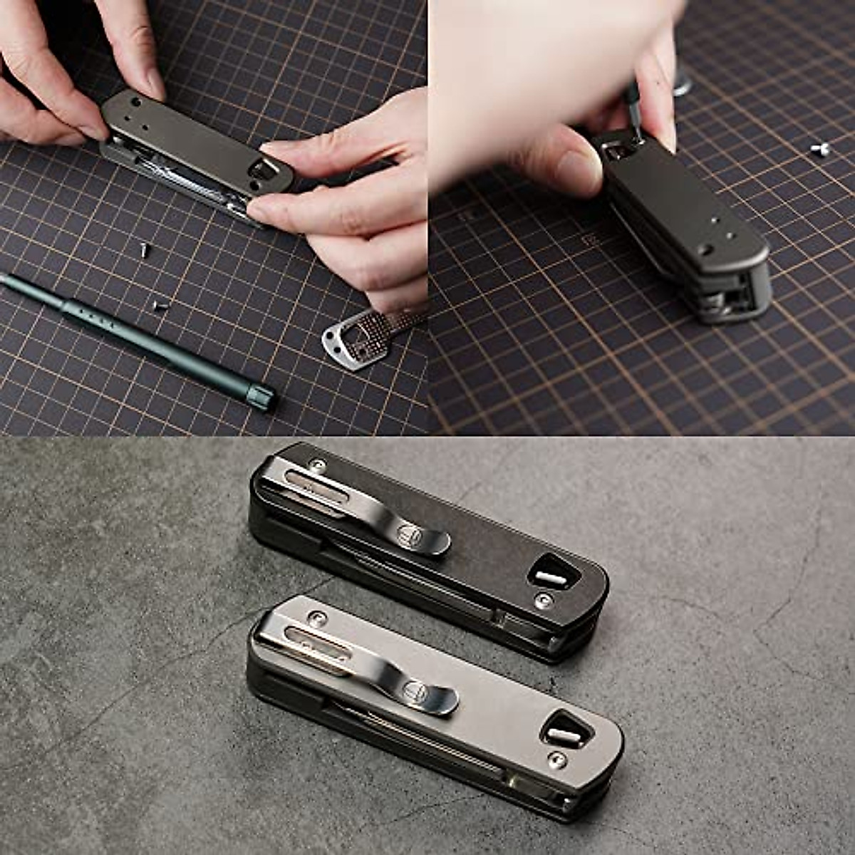 HorixGear 1 Pair Handle Patch Custom Titanium Scales for T4 Multitool (Titanium black)