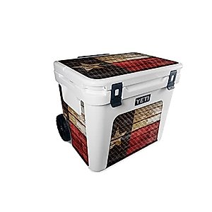 MightySkins Carbon Fiber Skin Compatible with Yeti Roadie 60 Wheeled Cooler - Texas Shiplap | Protective, Durable Textured Carbon Fiber Finish | Easy to Apply and Change Style | Made in The USA
