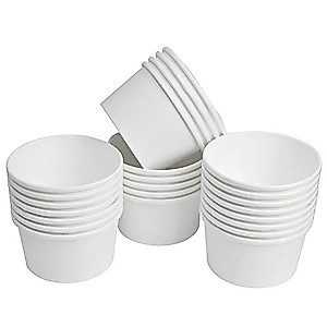 Mr Miracle 8 Ounce Soup/Frozen Dessert Containers with Lids in White. Pack of 25 Sets
