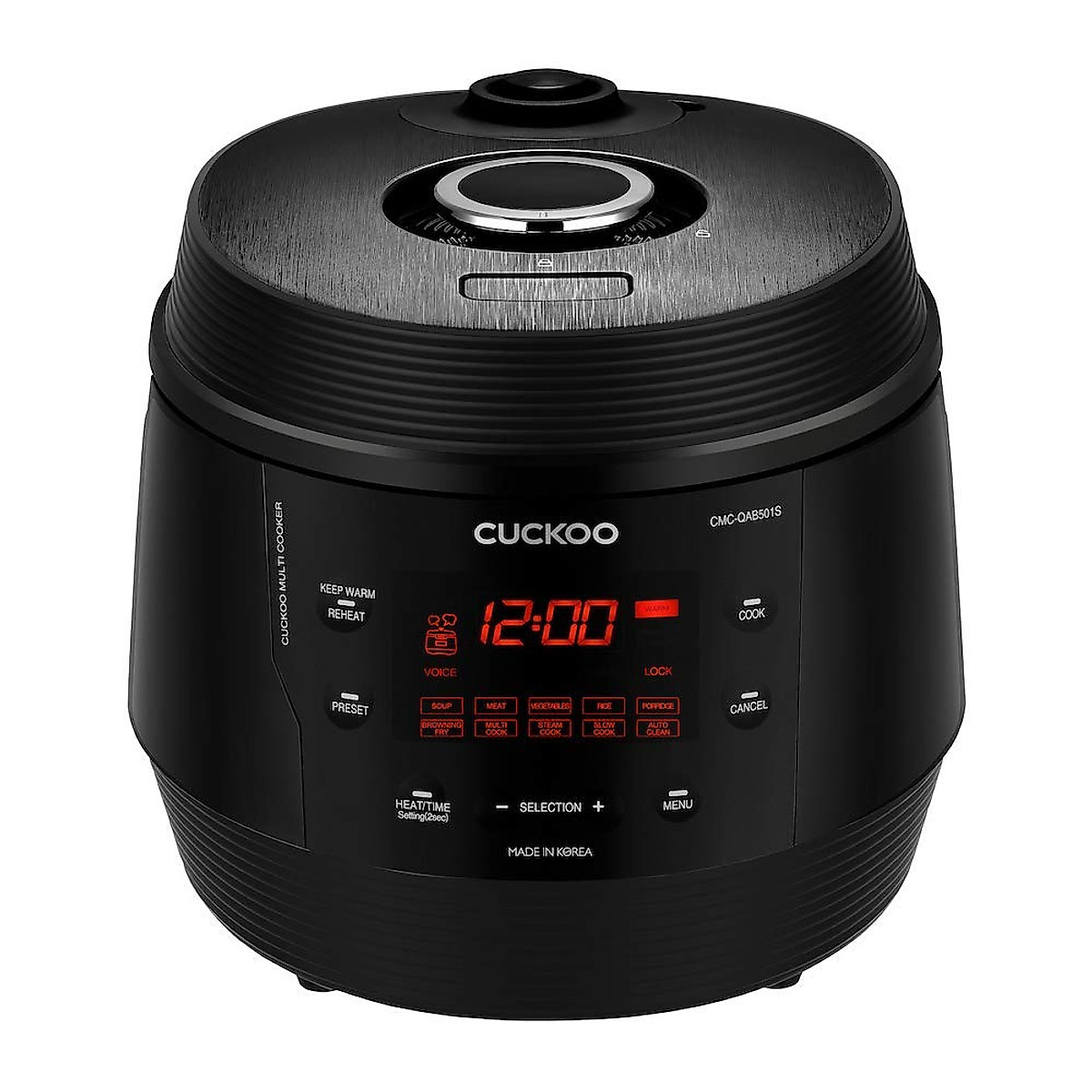 CUCKOO CMC-QAB501SB | 5QT. Standard 8-in-1 Pressure Cooker | 10 Menu Options: Slow Cooker, Sauté, Steamer, Yogurt & More, Made in Korea | Black