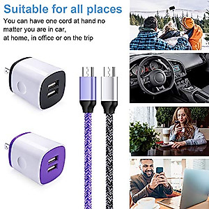 Android Charging Block, Micro Charging Cable 6ft, Dual Port Wall Charger Plug with Fast Charge Phone Charger Cord Android Compatible for Samsung Galaxy S7 S6,Note 4 5,Tab S2,Kindle Fire 7,LG K8 K30