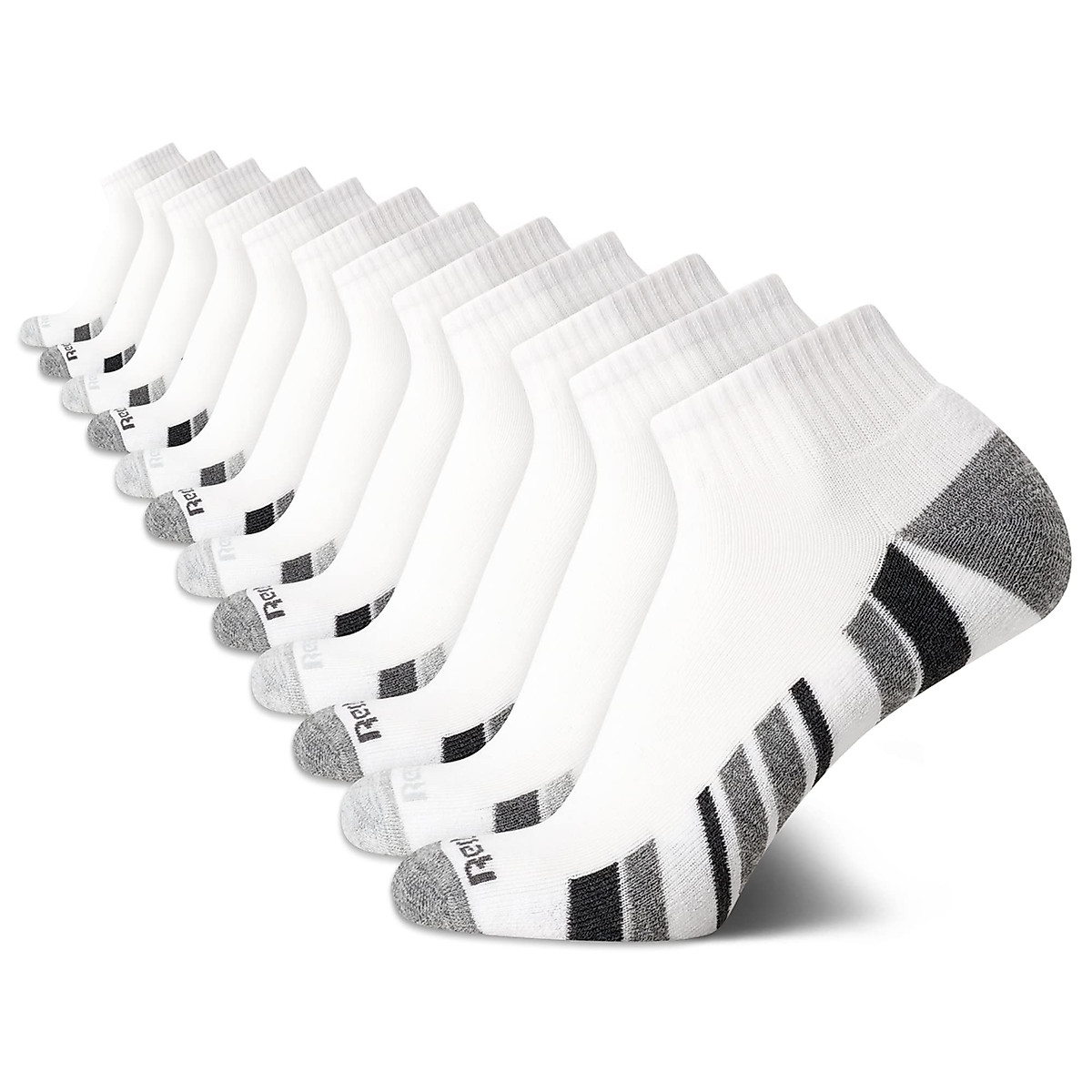 Reebok Men's Quarter Socks - 12 Pack Soft Performance Quarter Socks for Men - Breathable Men's Athletic Socks (Size 6-12.5), Size 6-12.5, White