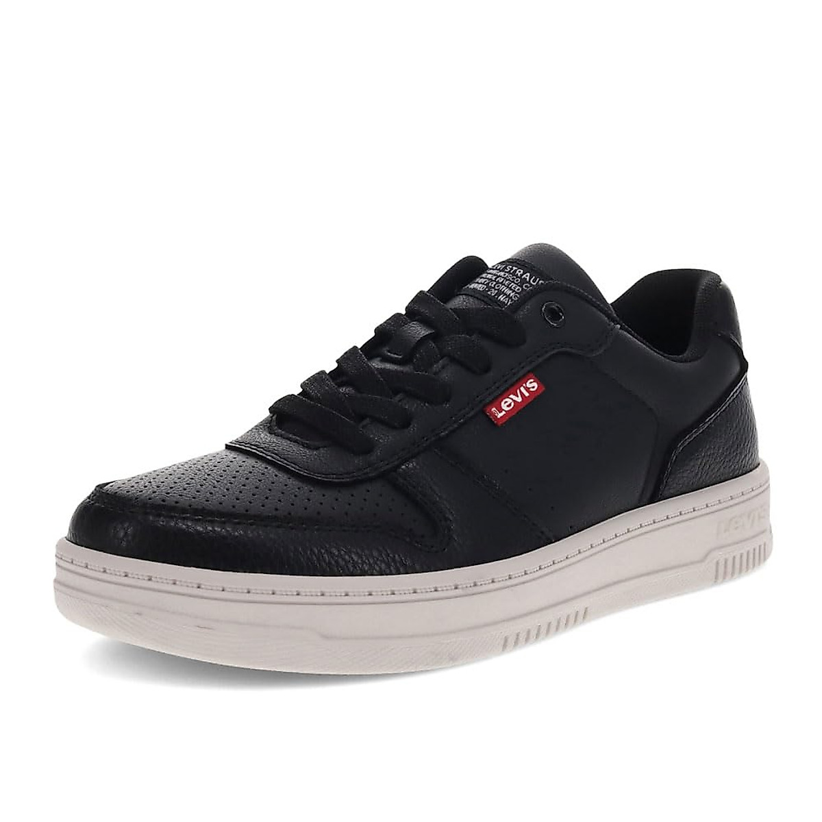 Levi's Womens Drive Lo Synthetic Leather Casual Lace Up Sneaker Shoe, Black, 8 M