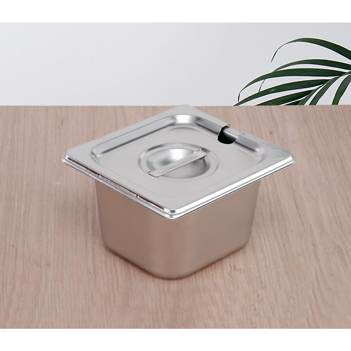 Generic 6 Pack Steam Table Pan, 4in Deep 1/6 Size Stainless Steel Food Pan Stackable Catering Pan with Lid for Restaurant, Hotel, Buffet, Party Supplies, 1.5L Capacity, Silver, KHJ93