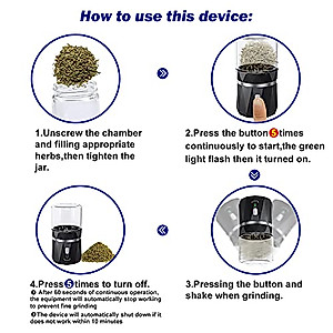 Upgraded Electric Herb Grinder, Spice Herb Grinder Electric Crusher Grinder With Mini Size 2inx3.5in 1.7oz/50ml Glass Jar Herb Jar Portable Herb Grinder Rechargeable Mini Automatic Herb Grinder