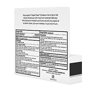 Neutrogena Rapid Clear Stubborn Acne Spot Treatment Gel with Maximum Strength 10% Benzoyl Peroxide Acne Treatment Medication, Pimple Cream for Acne Prone Skin Care, 1 oz