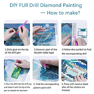 Ourtimfun 5D Diamond Painting Kits Abstract Angel Girl Full Drill Round Diamond Art Gems Stone Cross Stitch DIY Diamond Painting by Number Kits for Wall Decoration 14x14inch, Clear