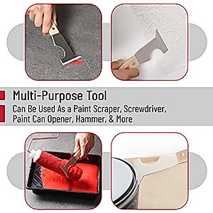 Bates- Paint Scraper, 5 Pc Scraper Tool, Putty Knife Set, Putty Knife, Painting Tools, 5 in 1 Tool, Spackle Knife, Wallpaper Scraper, Painters Tool, Crown Molding Tool, Paint Remover for Wood, Scraper