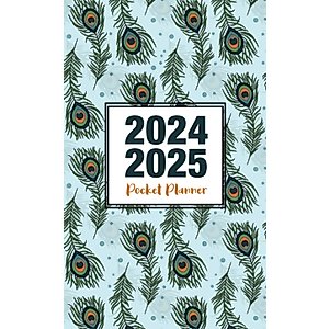 Small Planner 2024-2025: Daily Time Management Book With Blue Peacock Cover Design | 24 Months Organizer | Size 4x6.5in