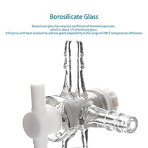 StonyLab Vacuum Glass 3-Way Flow Control Adapter, Borosilicate Glass Adapter with Standard 24/40 Taper Joint and PTFE Stopcock for Laboratory