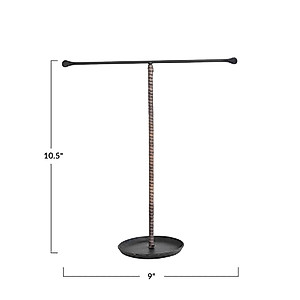 Creative Co-Op Modern Metal and Leather, Black Jewelry Stand