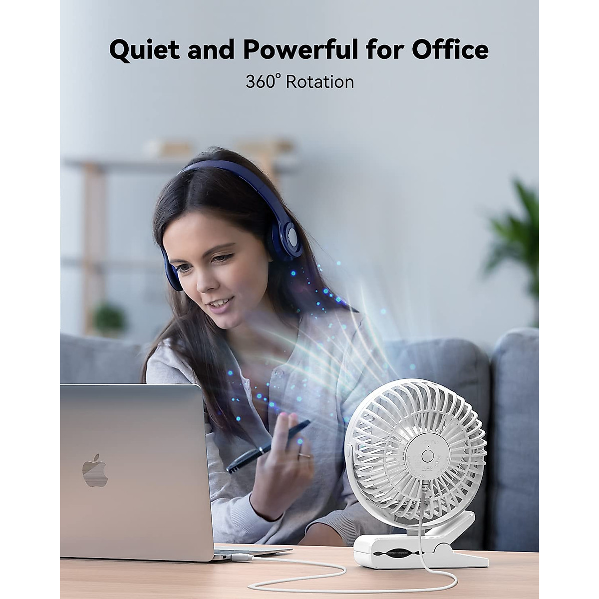 GEHEN 6 INCHES Personal Fan, Bedroom Clip on Fan Ultra Quiet Small Table Fan, Office Desk fan, 3 Speeds Cooling Clip on Fan with Strong Airflow, College Dorm Mini Fan