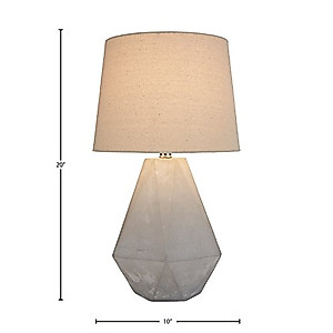 Amazon Brand - Rivet Mid Century Modern Diamond Cut Concrete Bedside Table Desk Lamp With Light Bulb, 20 Inches, Polished Nickel